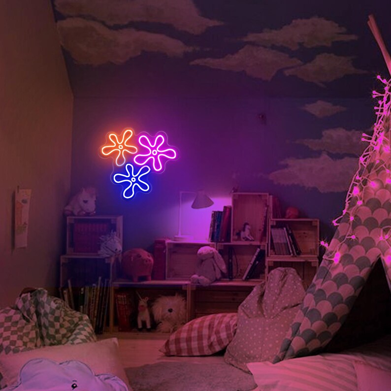 Spongebob Flower Neon Sign, Flower Neon Sign, Wedding Neon Sign, Led ...