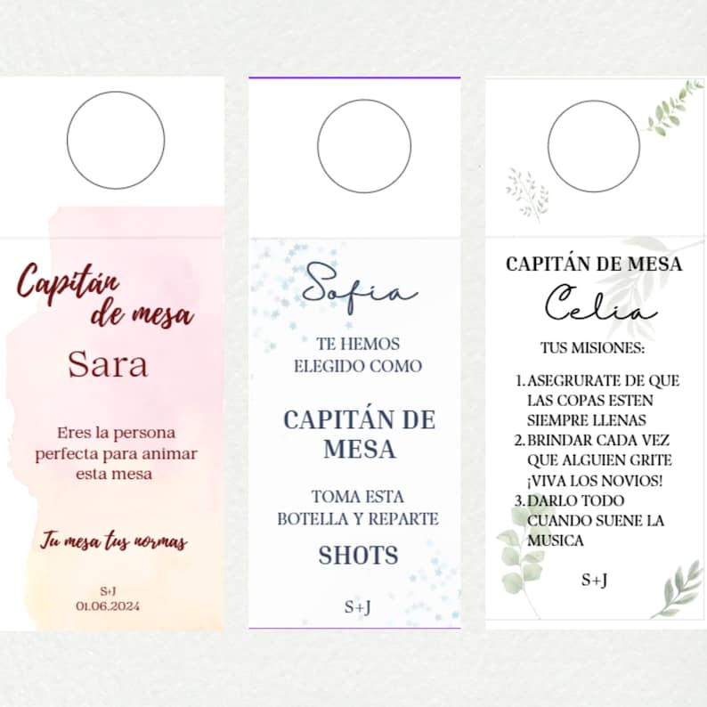 Plantilla editable en Canva, para capitanes de mesa en bodas, bautizos ...