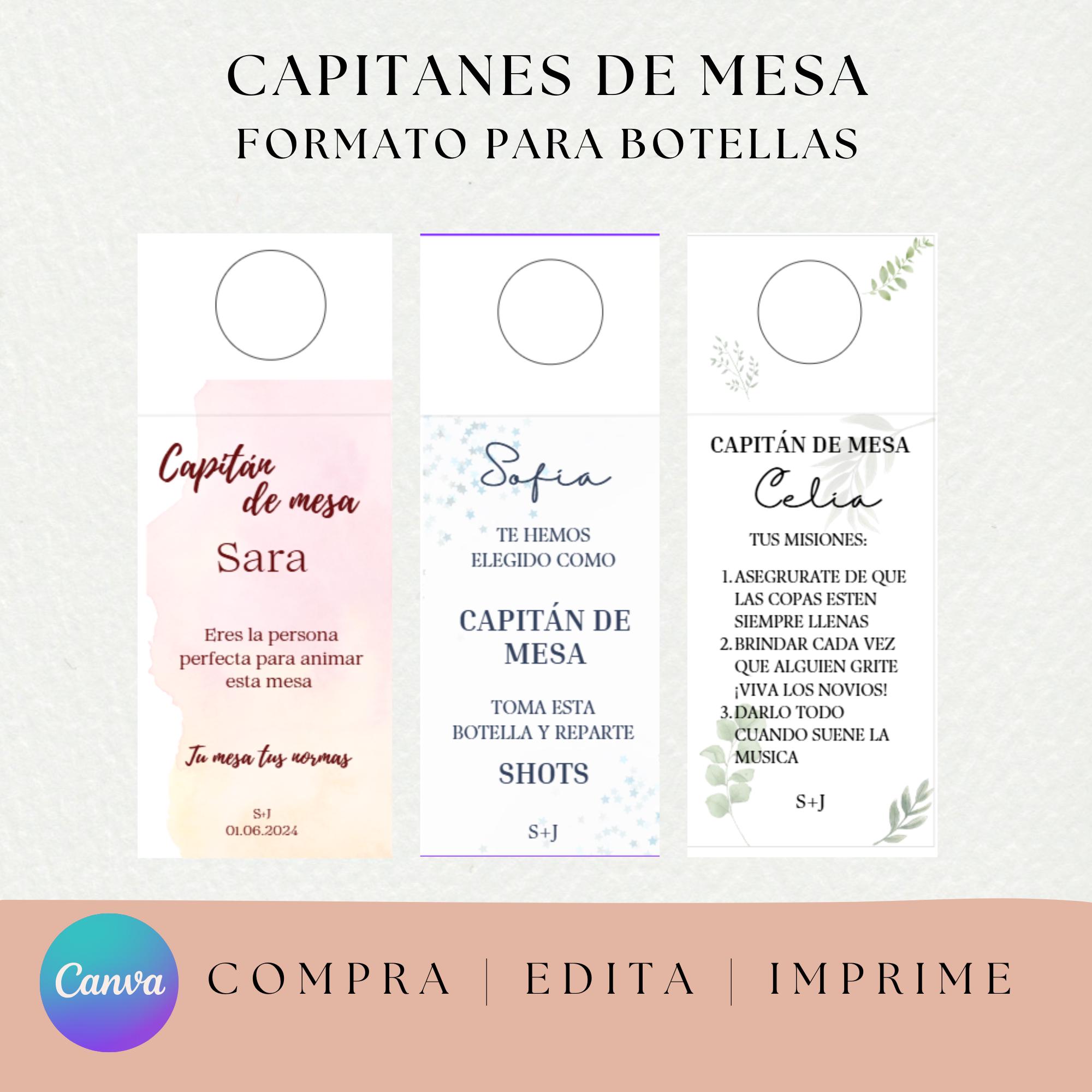 Plantilla editable en Canva, para capitanes de mesa en bodas, bautizos ...