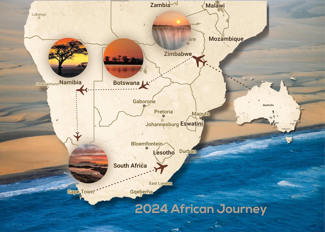 Customised Travel Journey Map Capture Memories on a Digital Wall Art ...