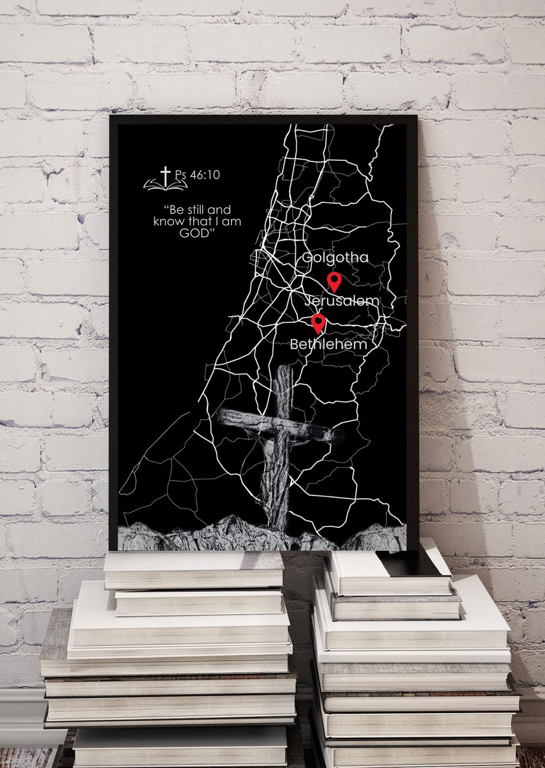 Sacred Christian Map Art Print Featuring Location Markers for the ...