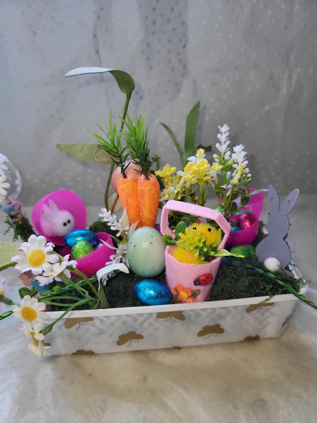 Easter Flower Basket Arrangement, Easter Gift, Floral Arrangement ...
