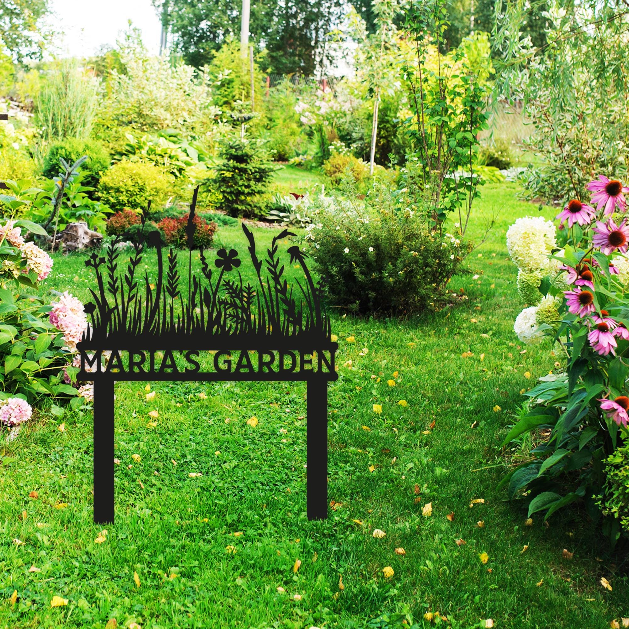 Custom Flowers Metal Garden Decor, Sign for Flower Beds, Personalized ...