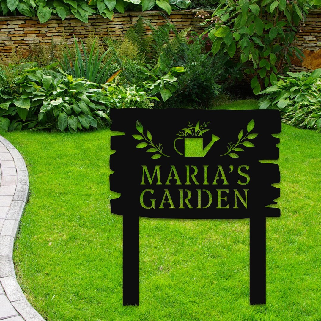 Personalized Metal Garden Sign With Stakes, Metal Garden Decor Sign ...