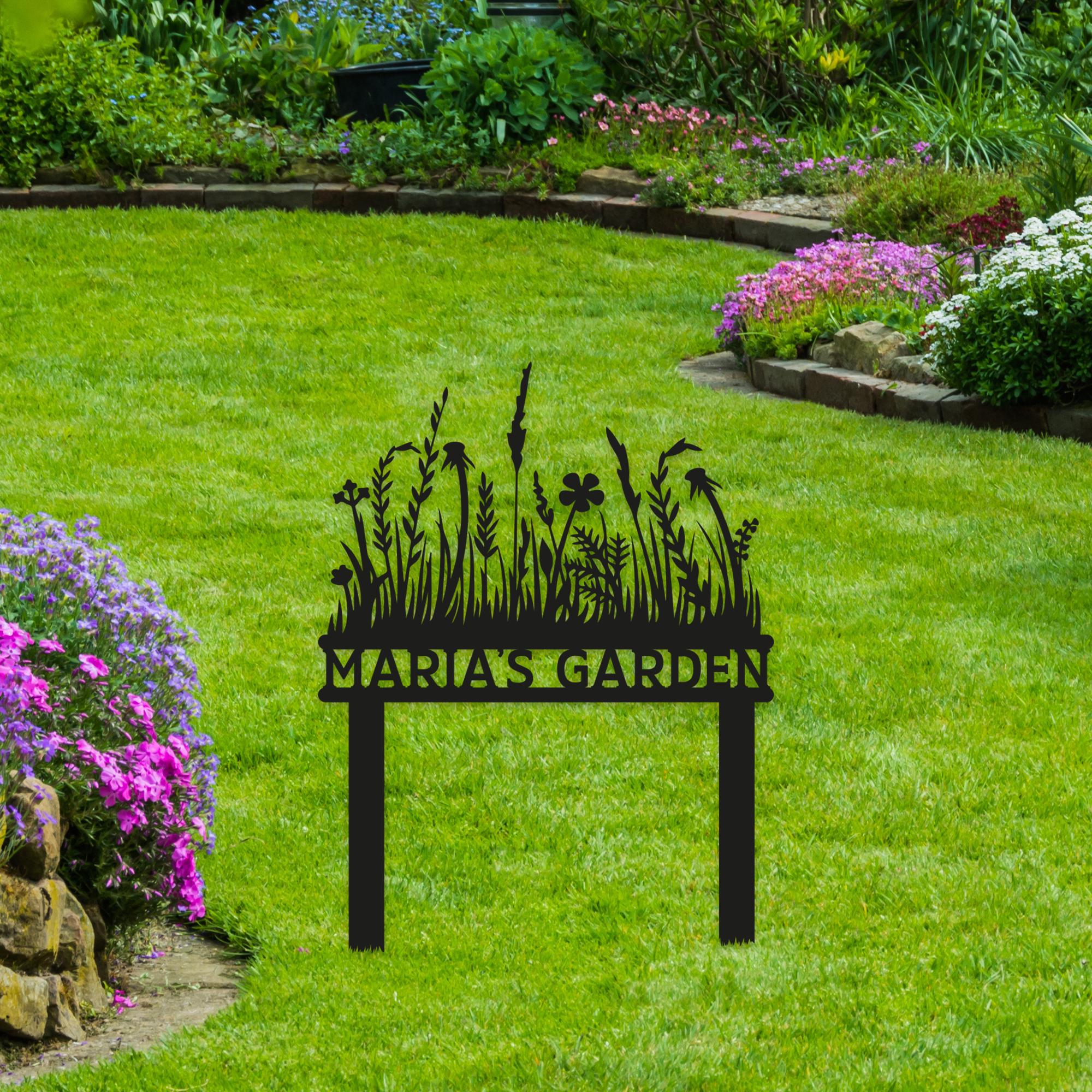 Custom Flowers Metal Garden Decor, Sign for Flower Beds, Personalized ...