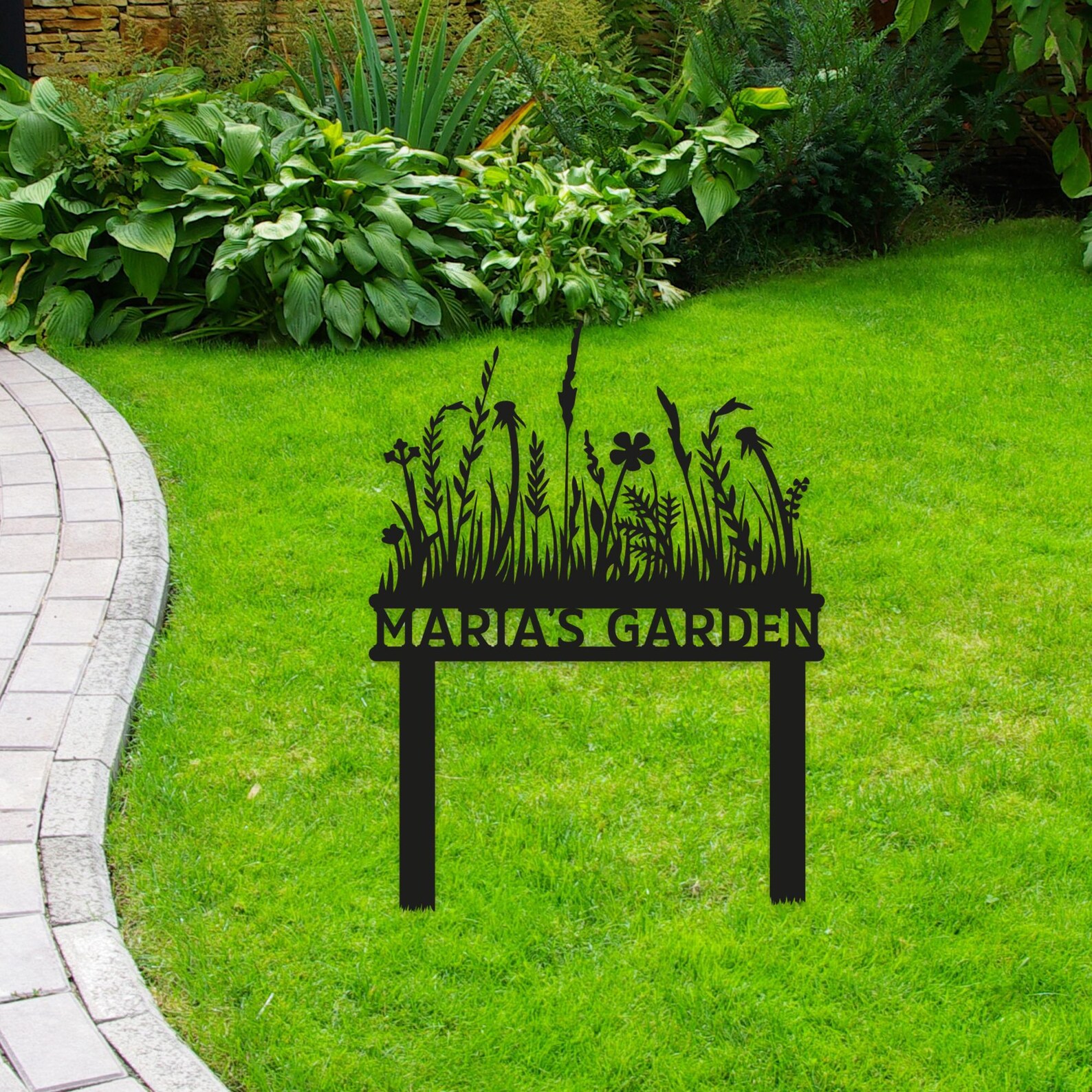 Custom Flowers Metal Garden Decor, Sign for Flower Beds, Personalized ...