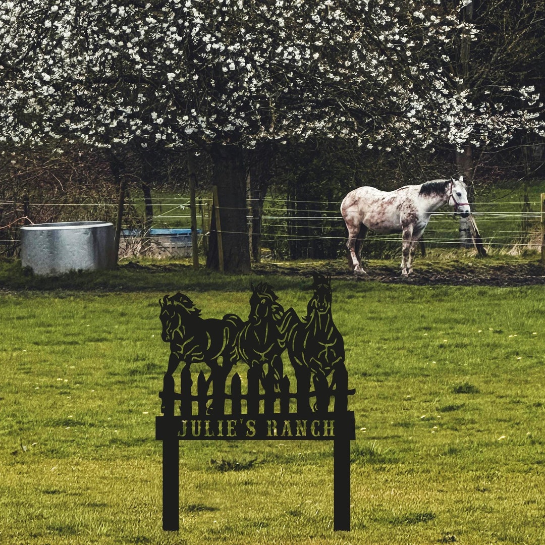 Custom Horse Farm Metal Stake, Personalized Ranch Sign, Farmstead ...