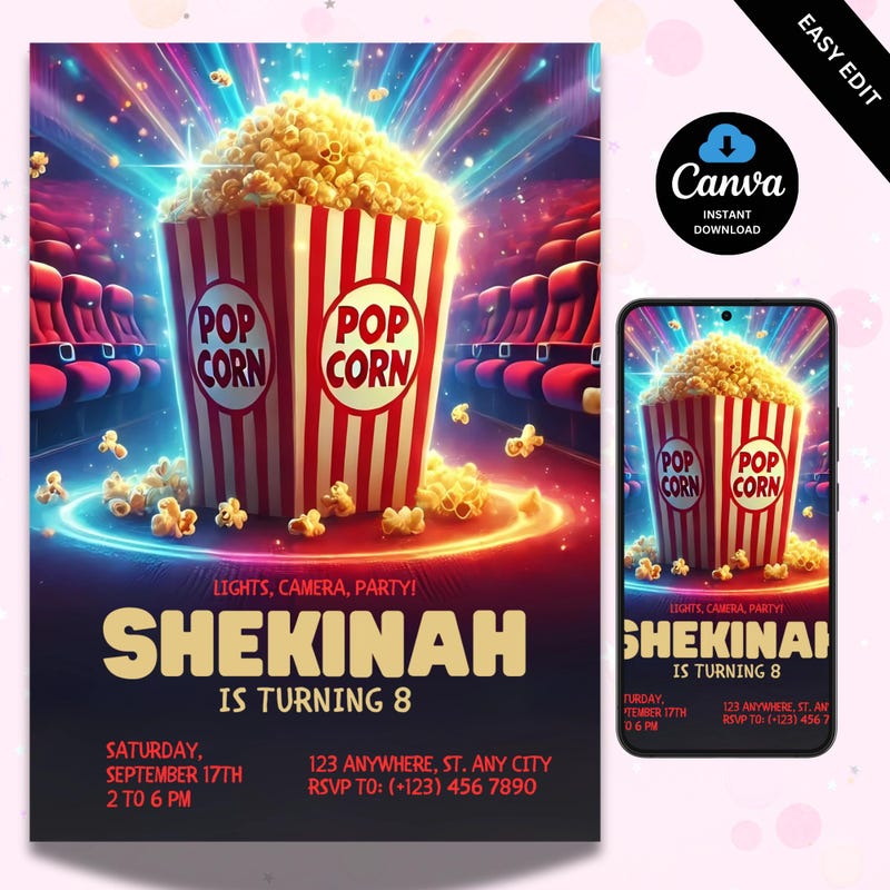 Popcorn Invitation - Etsy