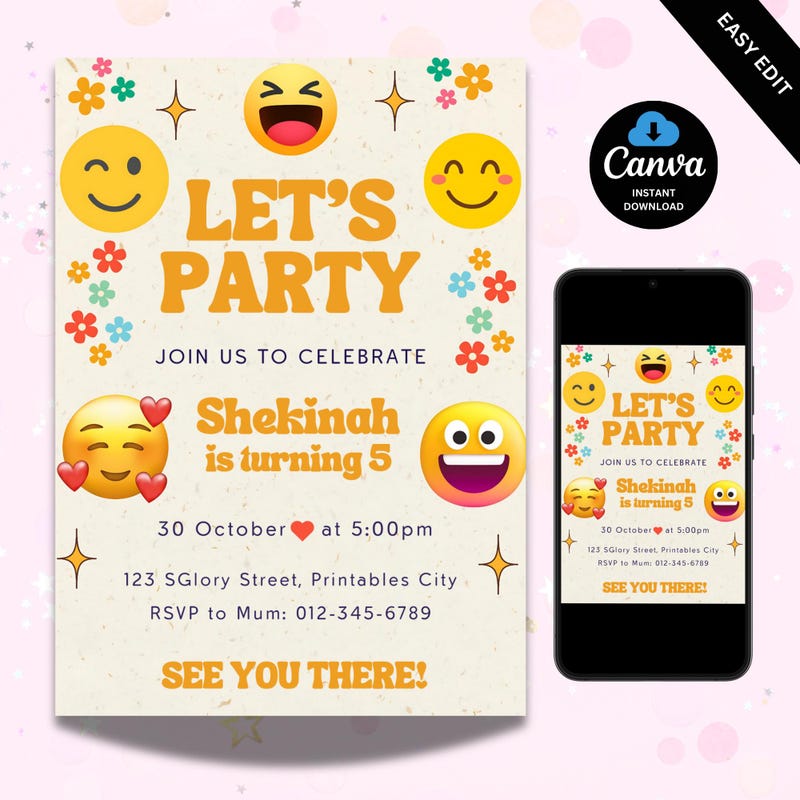Emoji Invitation - Etsy