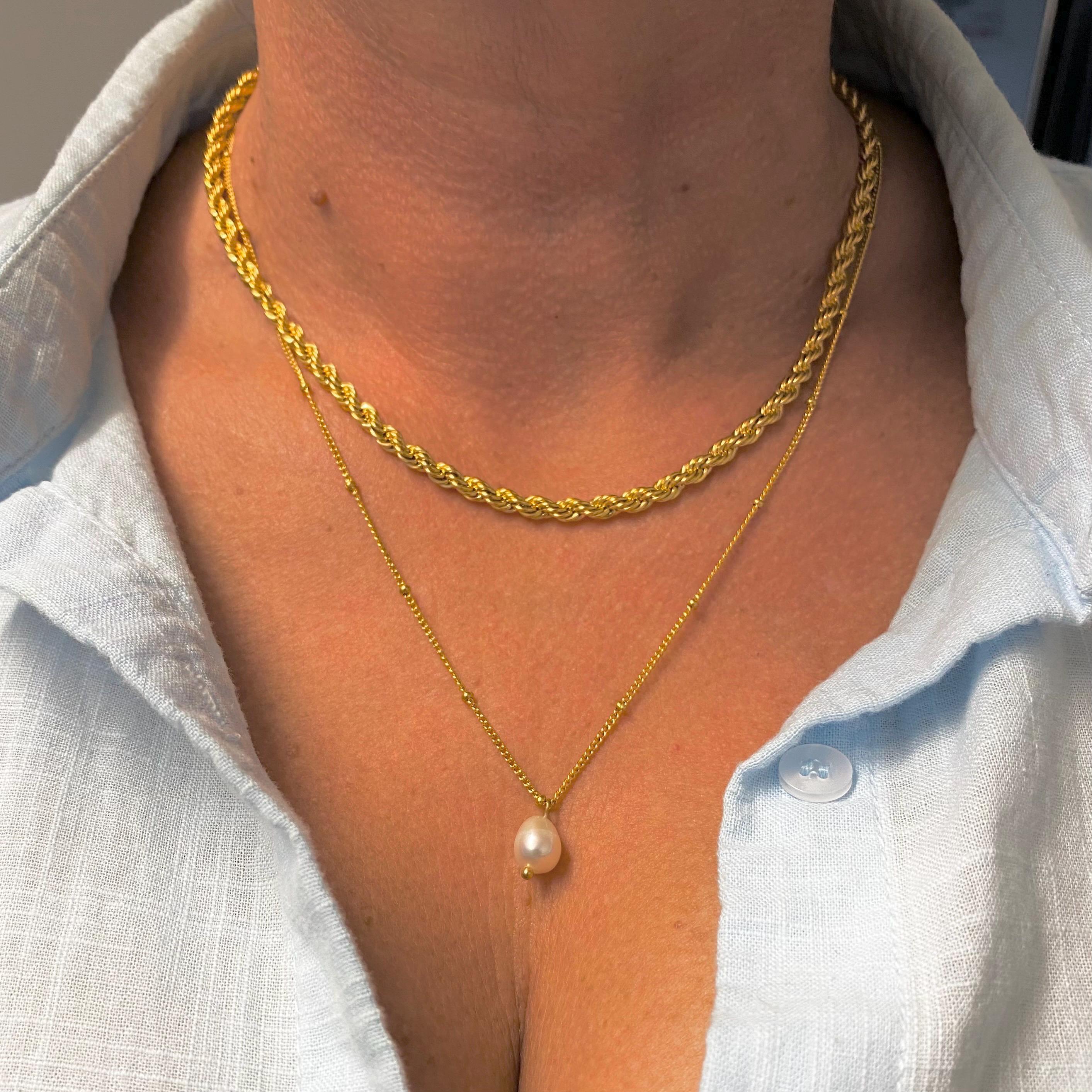 Twisted Rope Chain Necklace 18K Gold Plated - Etsy