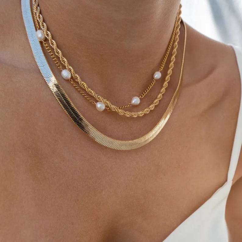 Twisted Rope Chain Necklace 18K Gold Plated - Etsy