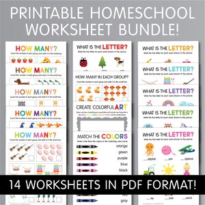 PRINTABLE Mega Bundle, 14 Home School Worksheets, Preschool ...