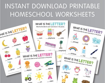 PRINTABLE School at Home Worksheets Kindergarten Lessons | Etsy