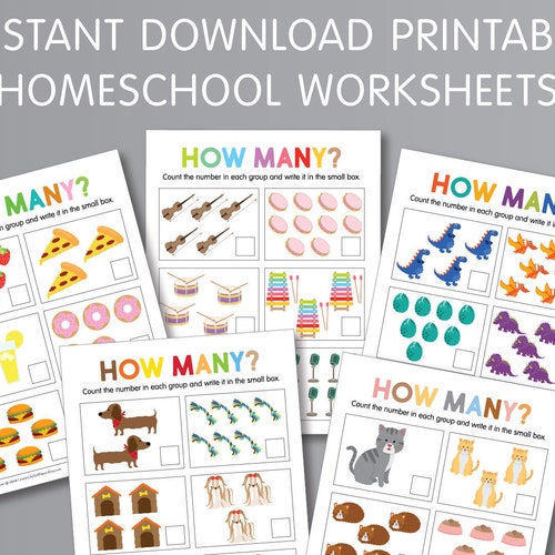 PRINTABLE School at Home Worksheets Kindergarten Lessons - Etsy