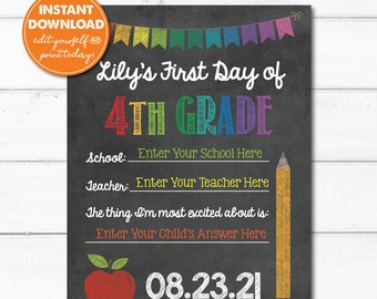 EDITABLE First Day of School Sign Printable Back to School - Etsy