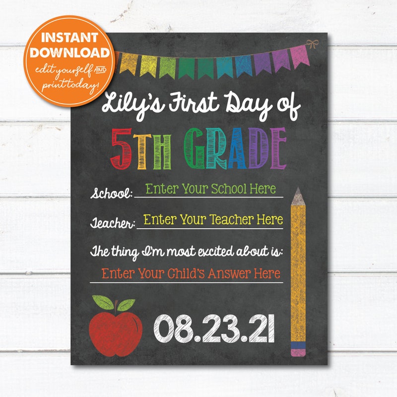 5th Grade Sign - Etsy