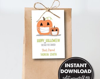 Editable Halloween Treat Gift Tag Favor Tag INSTANT | Etsy