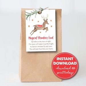 Magical Reindeer Food Tag, INSTANT DOWNLOAD, Kids Activity, Christmas ...