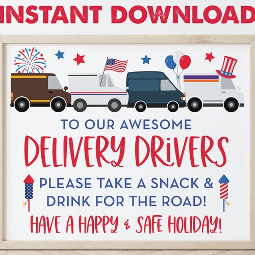 Delivery Driver Snack Sign Thank You Delivery Drivers Take - Etsy
