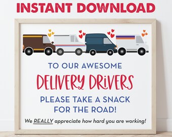 Delivery Driver Cold Drink Sign, Mail Carrier, Packages, Essential ...