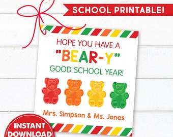 Editable Gummy Bear Back to School Treat Tag Teacher to | Etsy