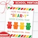 Editable Gummy Bear Back to School Treat Tag, Teacher to Students, Have ...