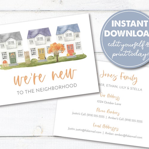 New to the Neighborhood Cards New Neighbor Personalized - Etsy