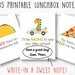 Lunchbox Love Notes Printable Lunch Box Cards Preschool - Etsy