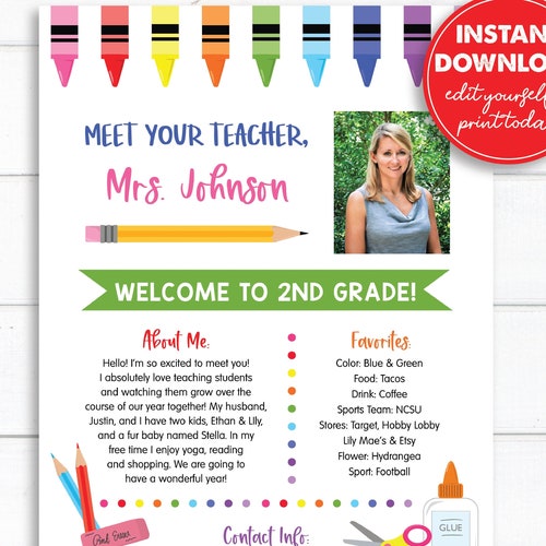 Editable Back to School Open House Meet the Teacher Flyer - Etsy