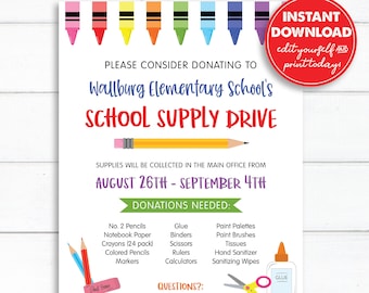 Editable School Supply List digital Download - Etsy