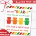 Editable Gummy Bear Back to School Treat Tag, Teacher to Students ...