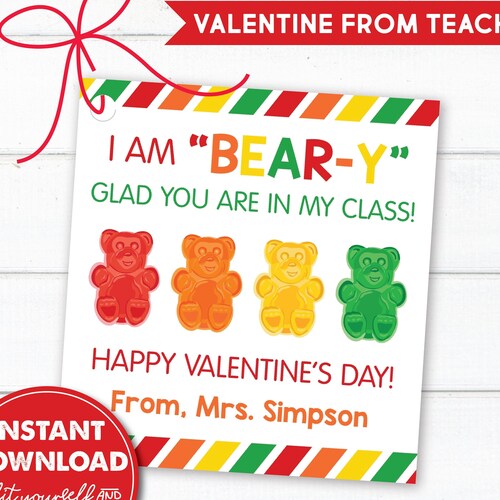 Valentines From Teacher Editable Valentine Card Editable - Etsy