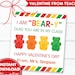 Editable Gummy Bear Valentine's Cards From Teacher to Students, Beary ...