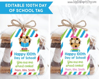 100th Day of School Tag - Etsy