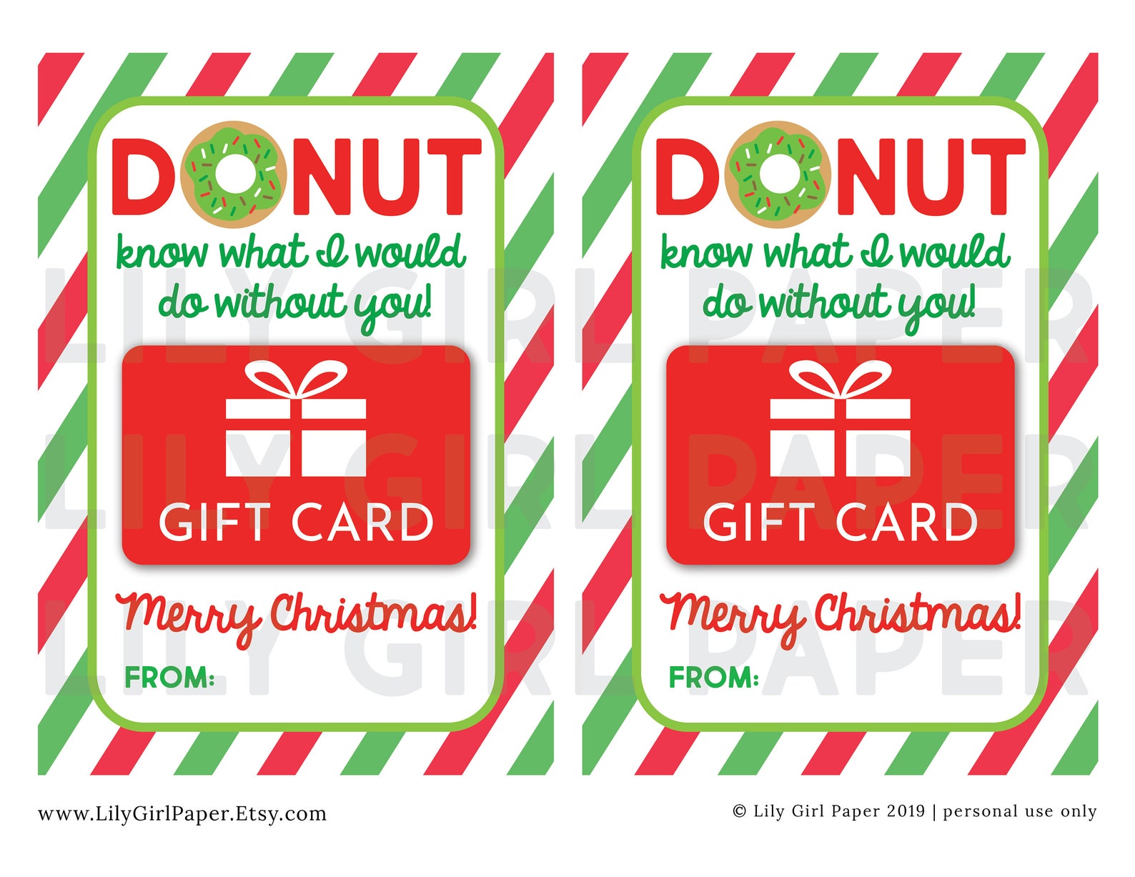 Donut Shop Gift Card Holder Christmas Gift Card Holiday | Etsy