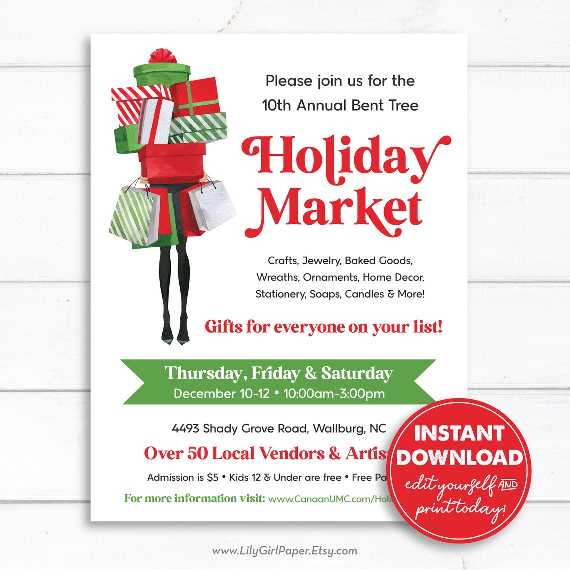 Holiday Market Flyer Editable Template Christmas Craft Show - Etsy