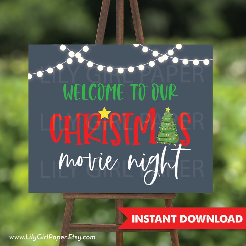 Christmas Movie Night Welcome Sign Printable 8x10 11x14 & - Etsy