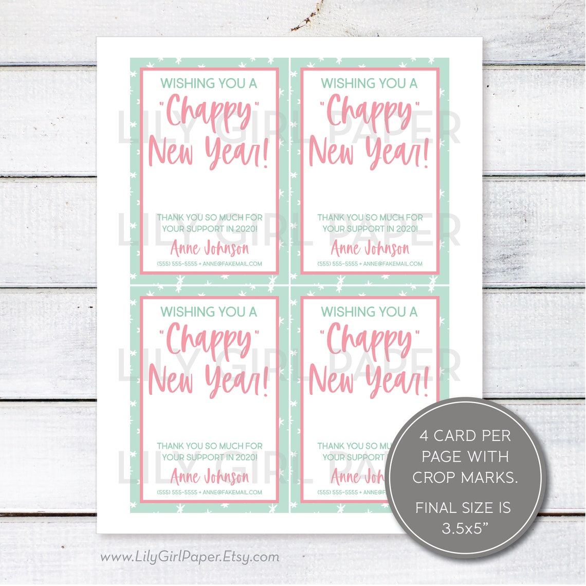 Editable chappy New Year Lip Balm Holder Cards | Etsy