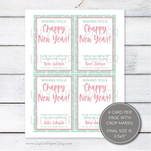 Editable "chappy" New Year Lip Balm Holder Cards, Holiday Gift ...