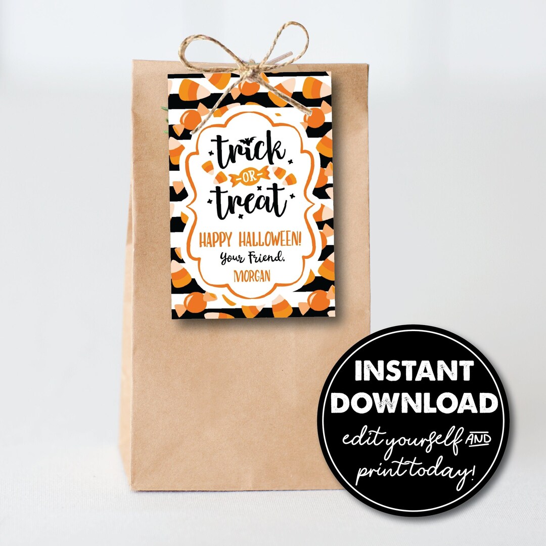 Editable Halloween Treat Gift Tag, Favor Tag, INSTANT DOWNLOAD ...