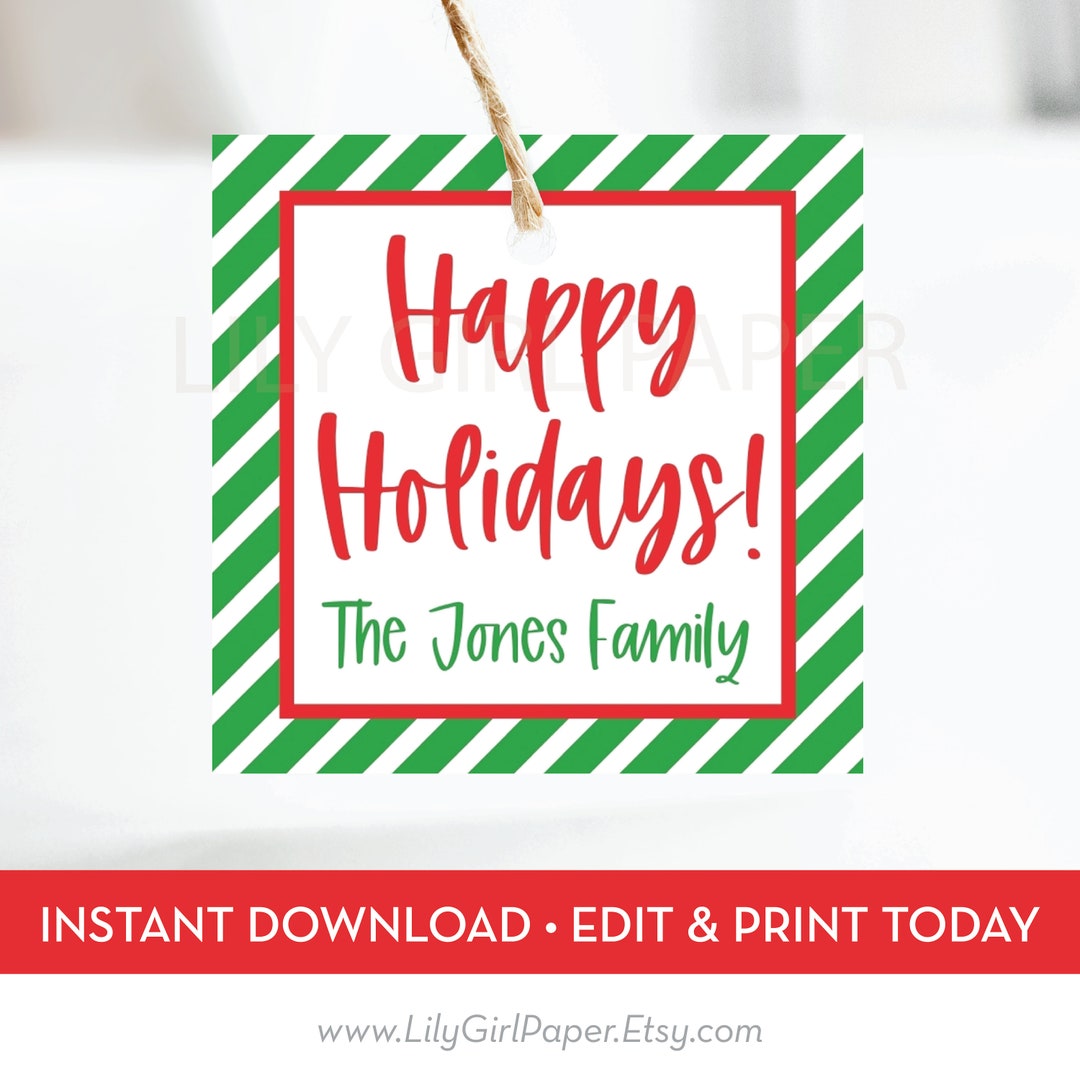 Editable, Personalized Christmas/holiday Enclosure Card, Gift Tag ...