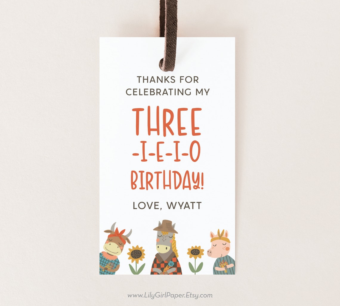 Three-i-e-i-o 3rd Birthday Farm Party Invitation Template - Etsy