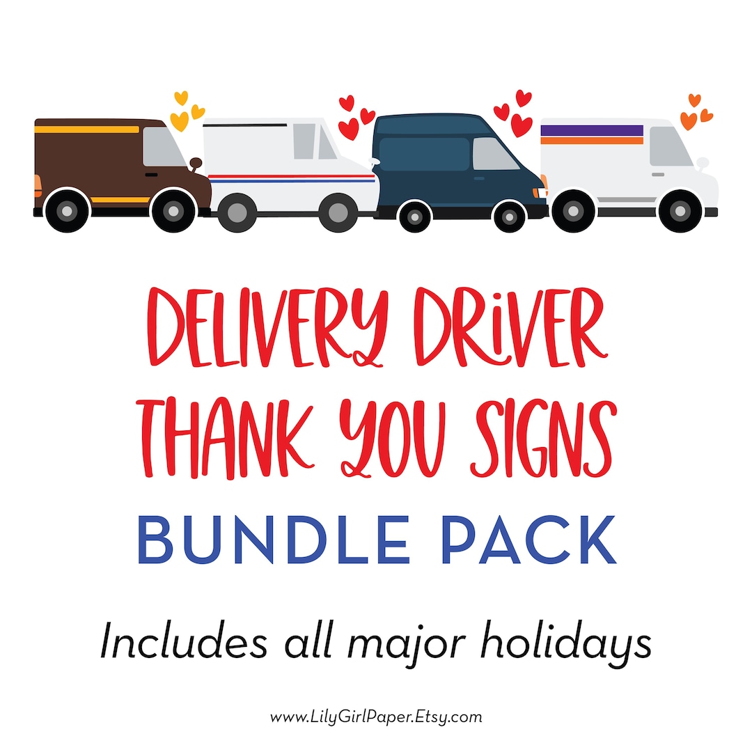 Delivery Driver Snack & Drink Signs Bundle, Mail Carrier, Essential ...