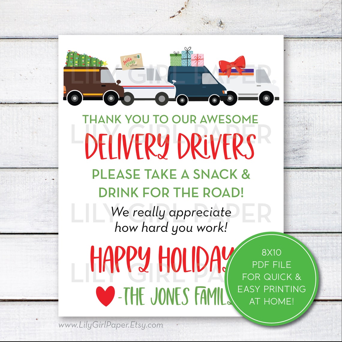 Editable Christmas Holiday Delivery Driver Snack & Drink Sign - Etsy