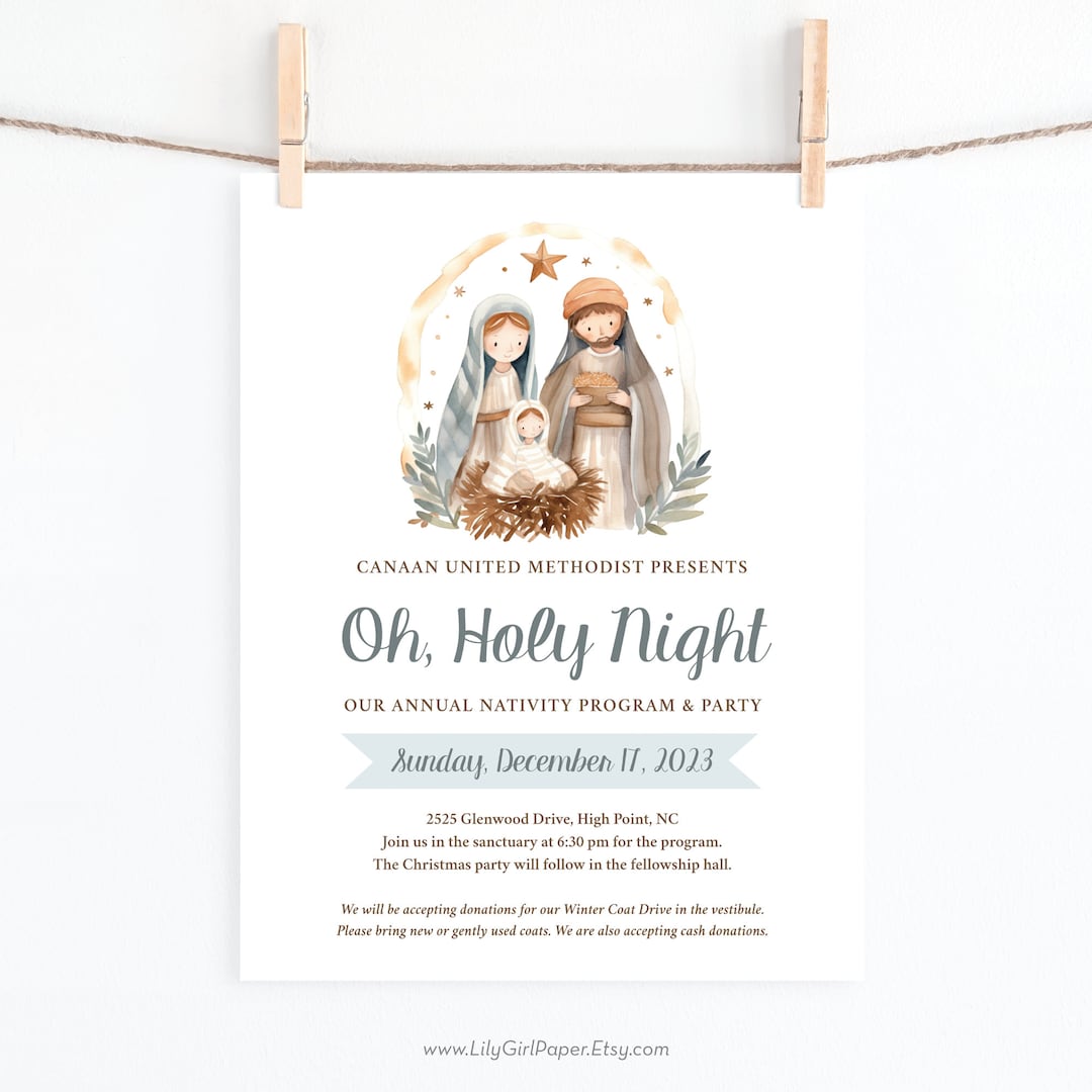 Christmas Play & Party Flyer Editable Template, Children's Christmas ...