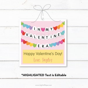 In My Valentine Era Valentine Cards, Editable Friend Bracelet Tags, Non ...