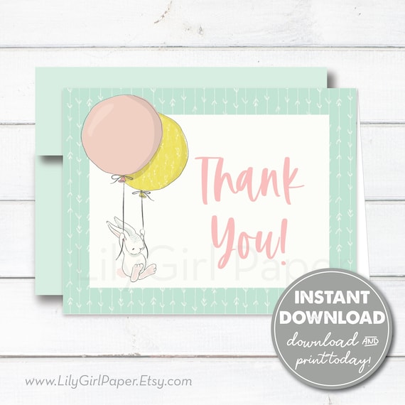 INSTANT DOWNLOAD Thank You Card, Gender Neutral, Birthday Party, Baby ...