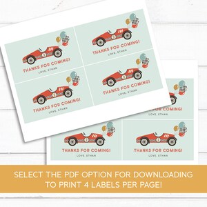 Race Car, Two Fast 2nd Birthday Party, Editable Favor Box Label, Boy's ...