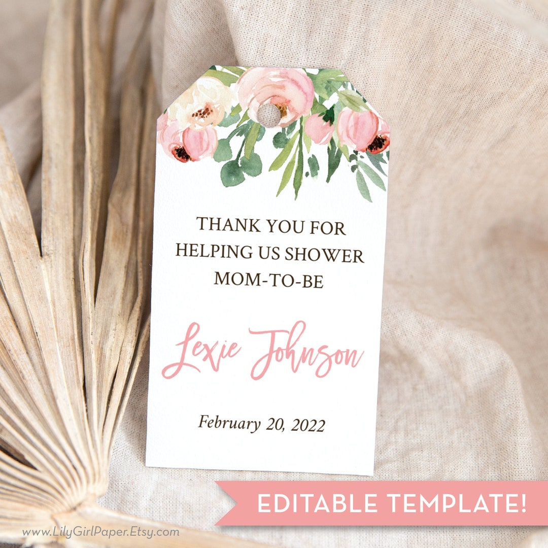 Editable Baby Shower Favor Tag Template Diapers and Wipes - Etsy