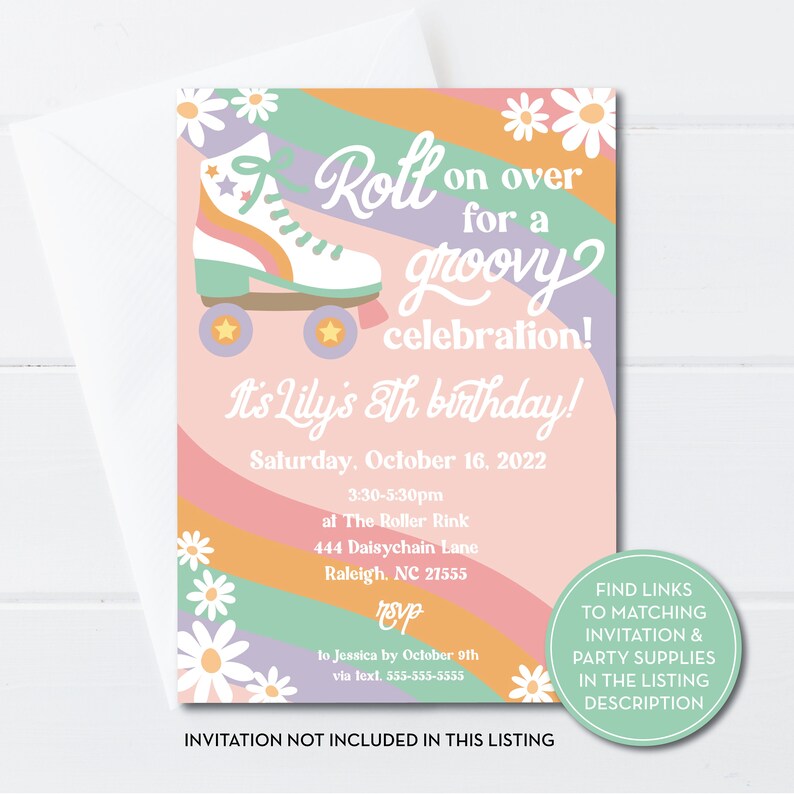 INSTANT DOWNLOAD Groovy Roller Skating Birthday Cards & Gifts - Etsy